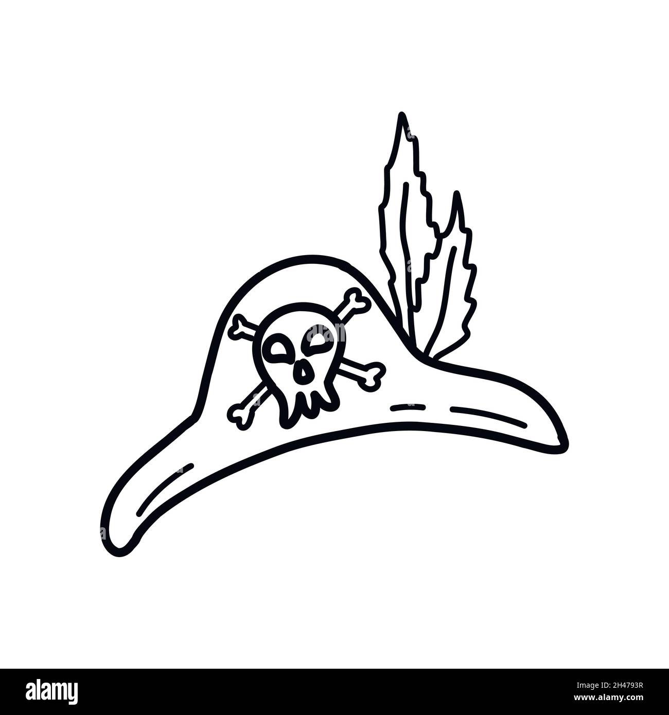 Pirate Hat With Feather Drawing