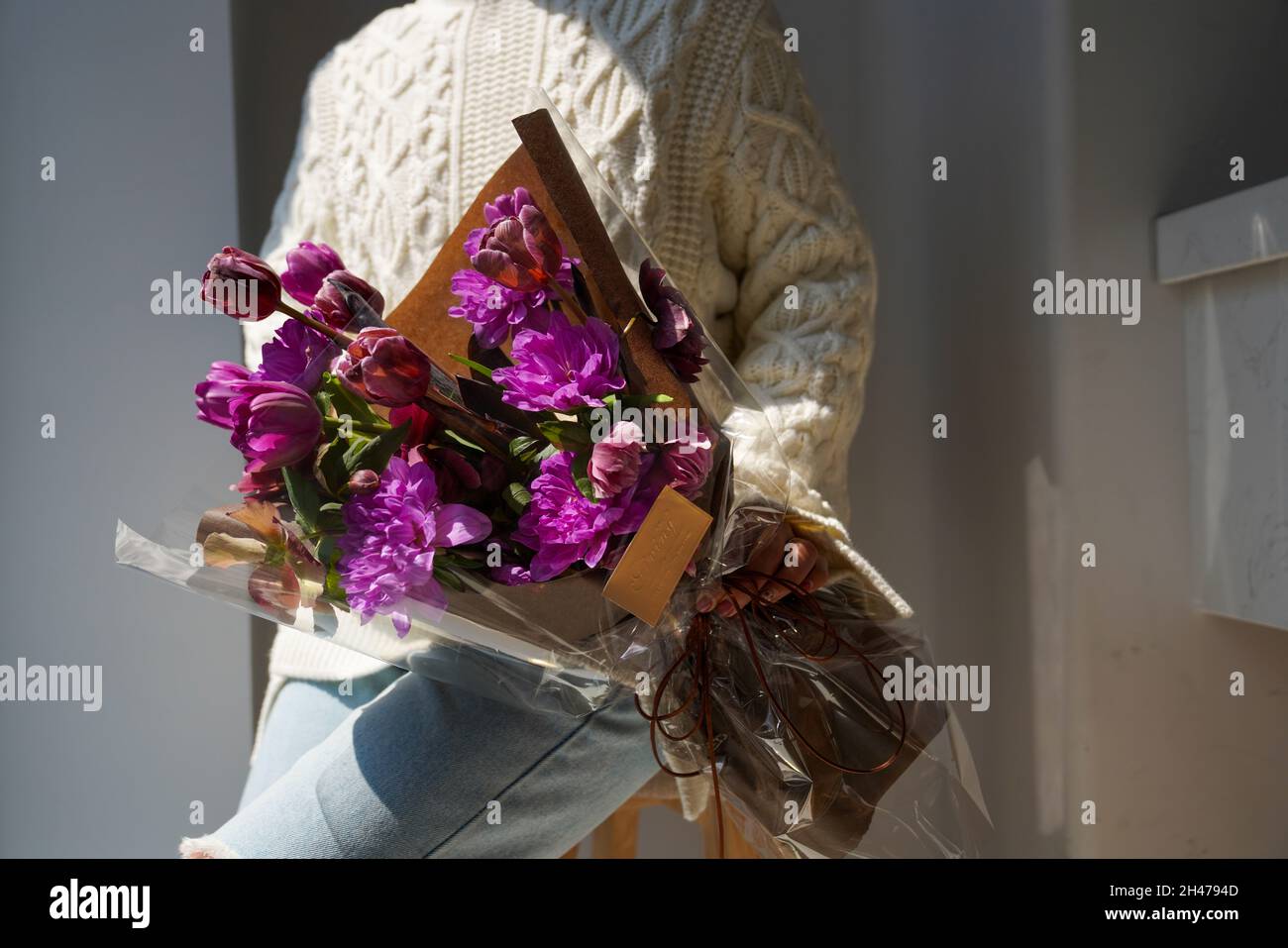 Creative layout of flowers and leaves. The concept of nature. A card ...