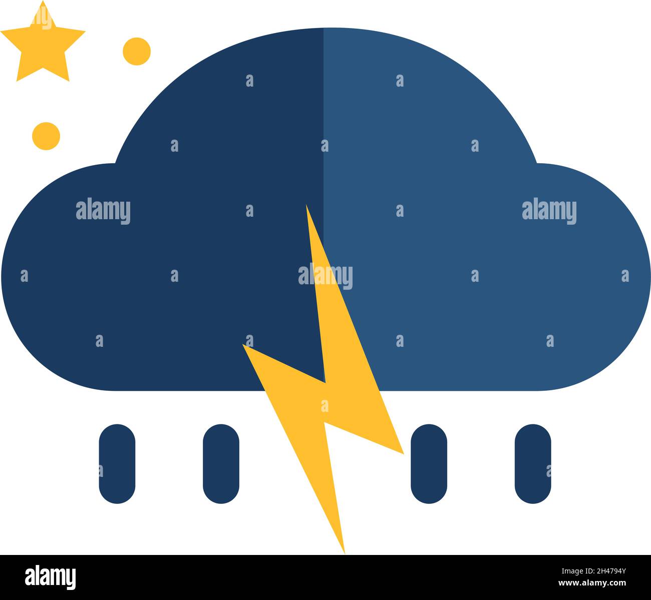 Thunder cloud, illustration, vector, on a white background Stock Vector ...