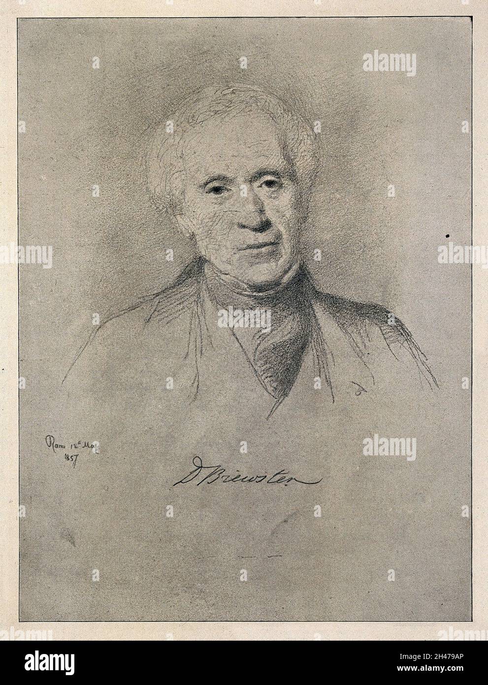 Sir David Brewster. Reproduction of chalk drawing by R. Lehmann, 1857 ...
