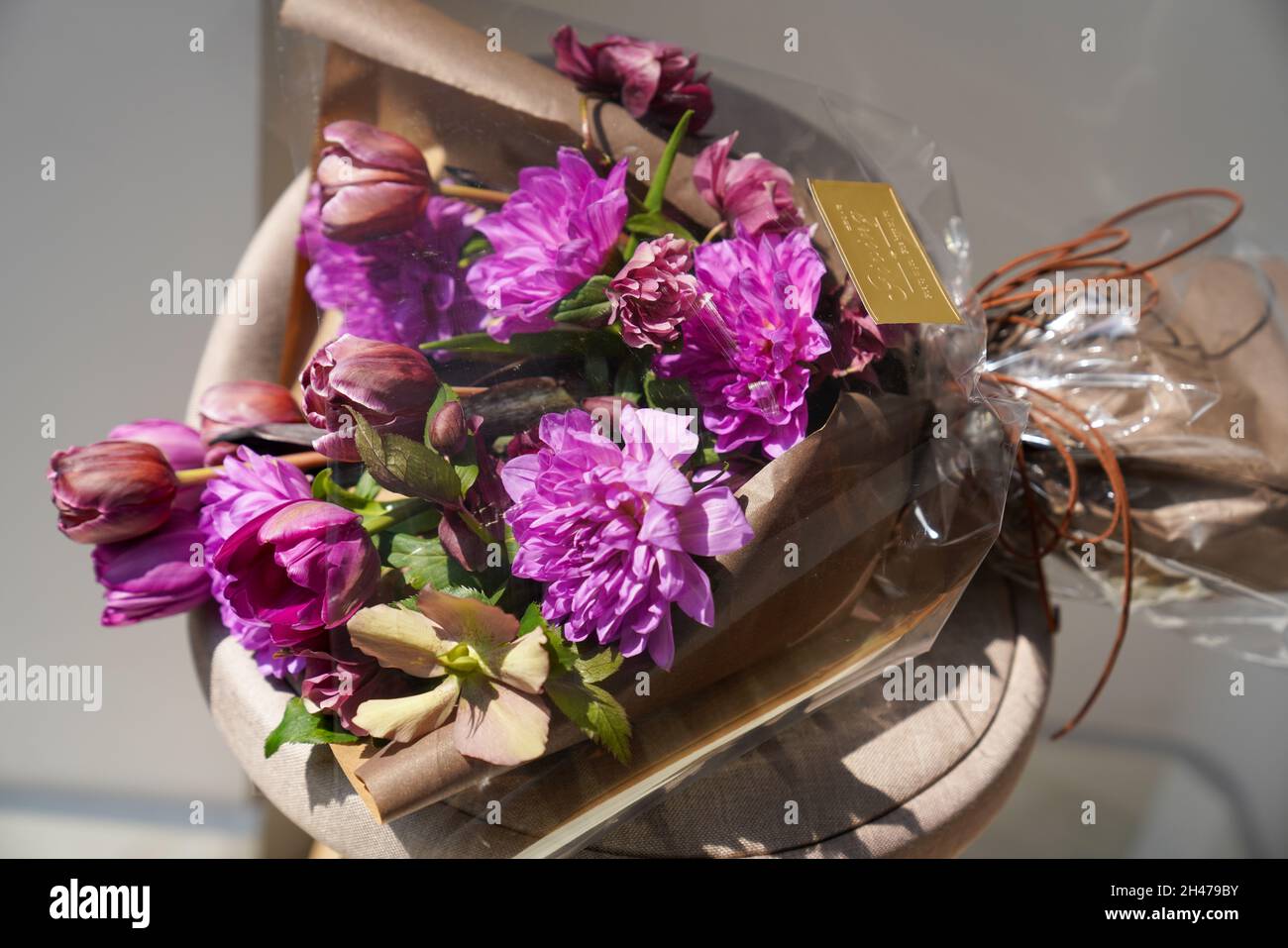 Creative layout of flowers and leaves. The concept of nature. A card ...