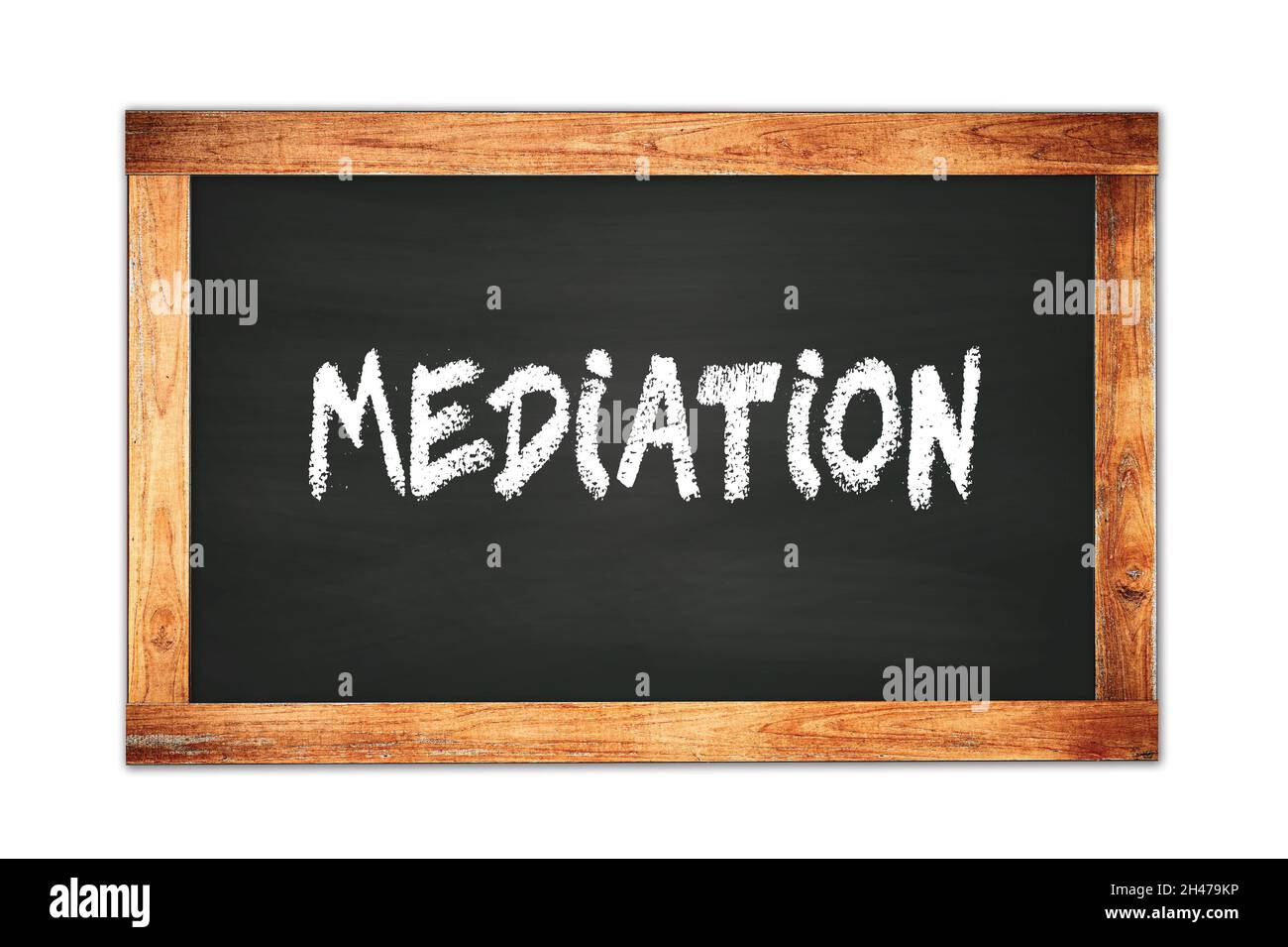 MEDIATION text written on black wooden frame school blackboard Stock ...