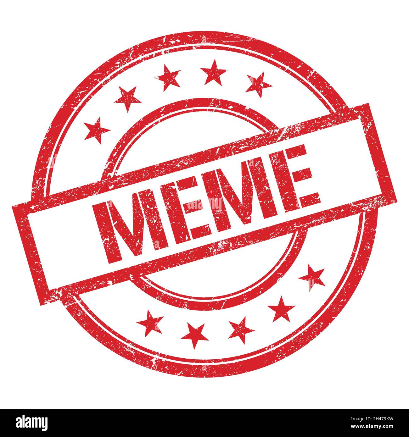 MEME text written on red round vintage rubber stamp Stock Photo - Alamy