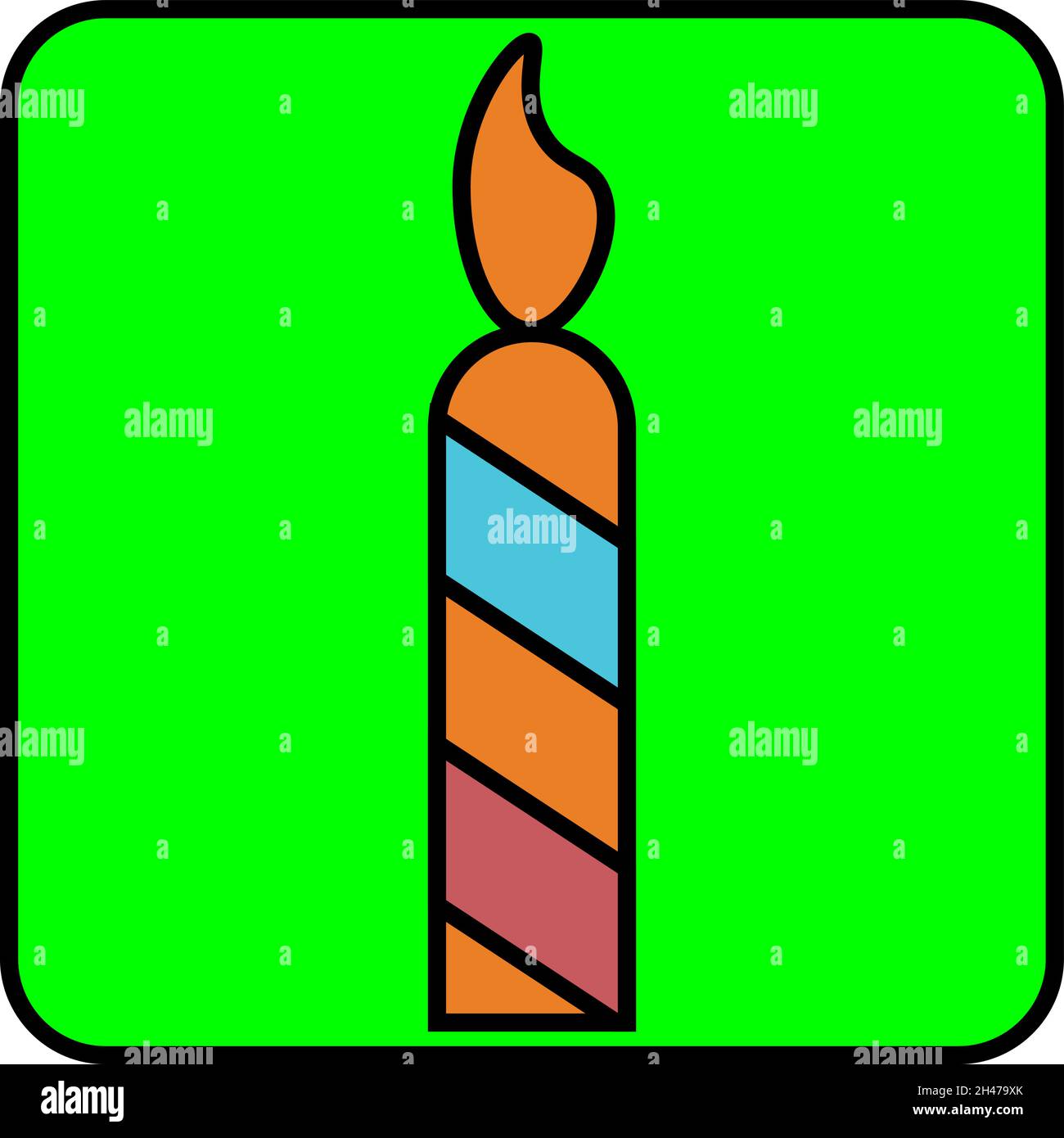 Colorful burning candle, illustration, vector, on a white background ...