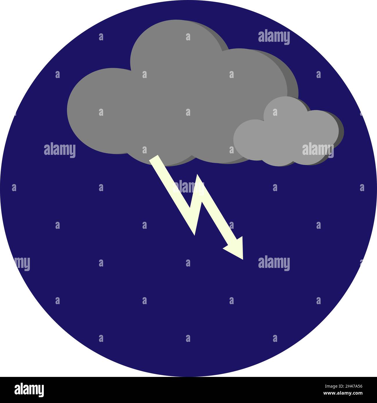 Thunderstorm from a cloud, illustration, vector, on a white background ...