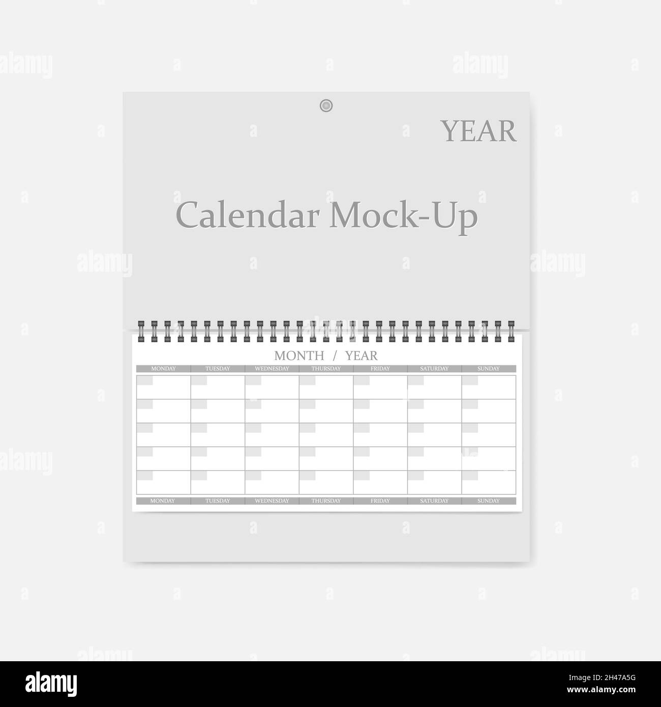 Blank wall spiral calendar for any year. Vector mock-up for design ...