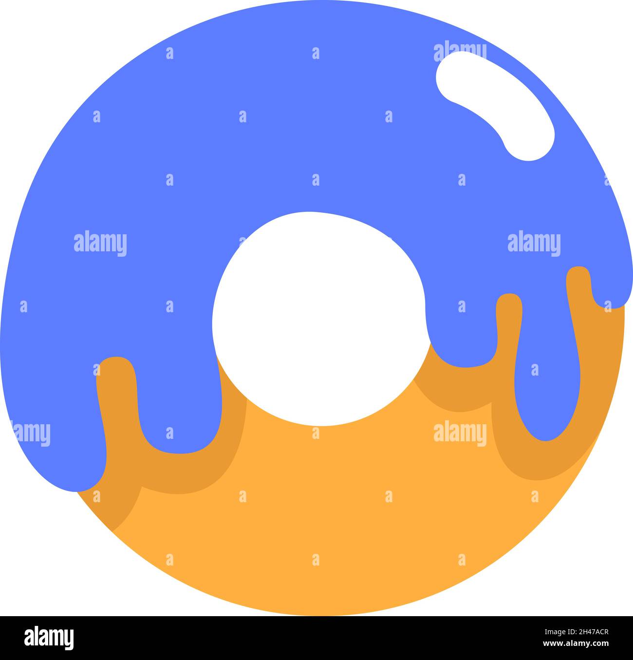 Blue glazed donut, illustration, vector, on a white background Stock ...