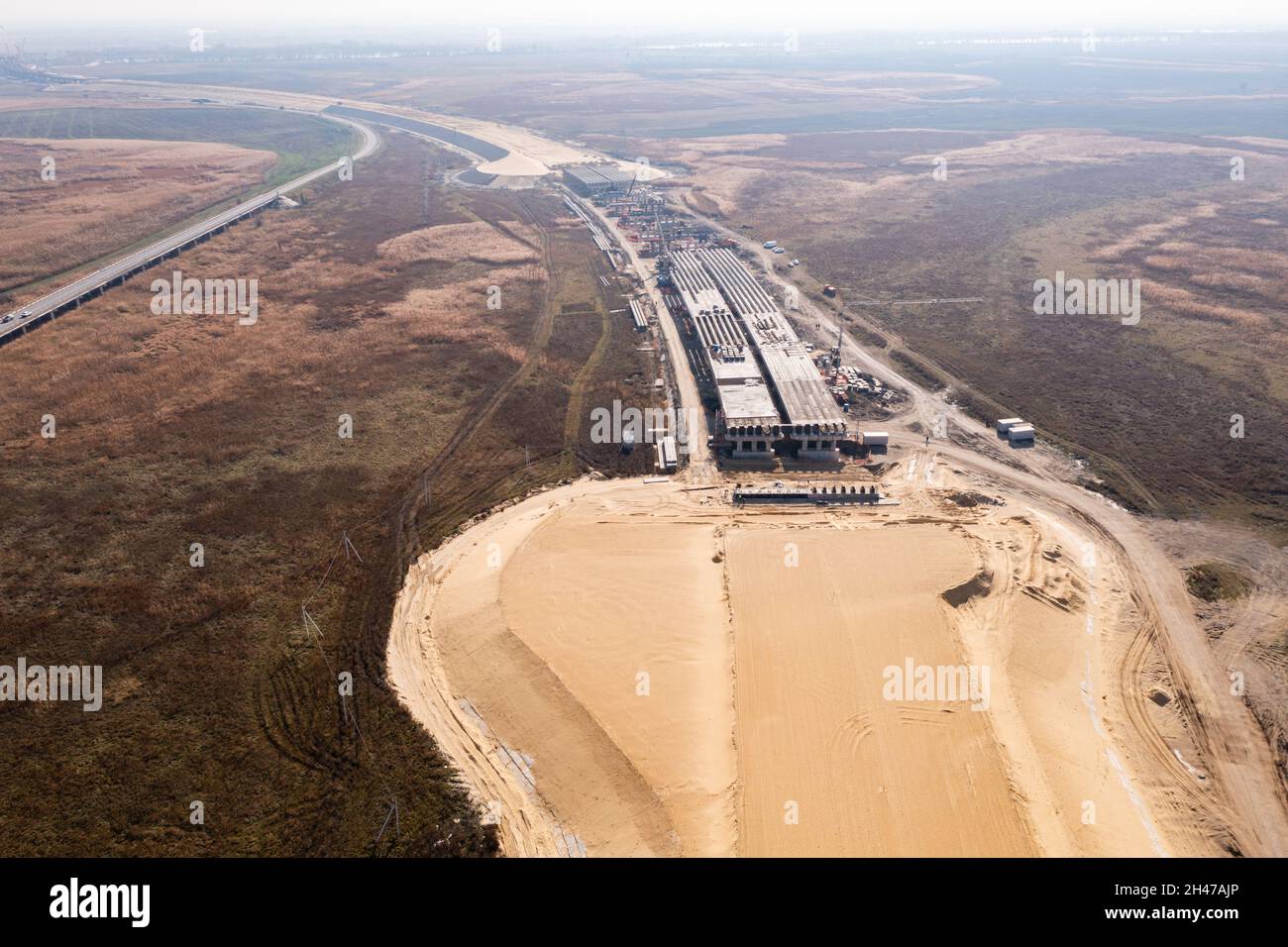 Aerial view of highway construction site Stock Photo - Alamy