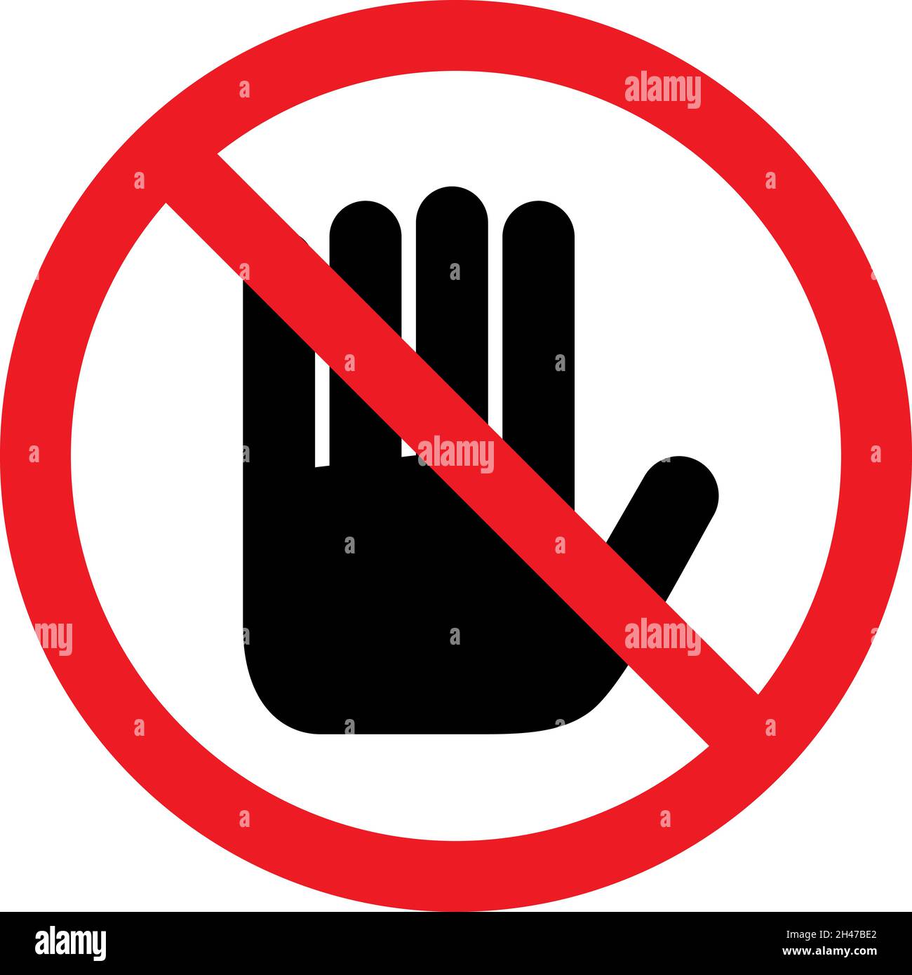 Do not touch sign. It may cause burn or injury.. Red circle background ...