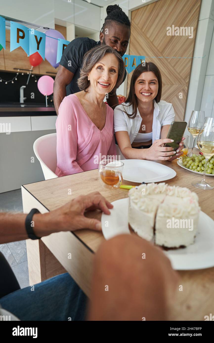 Family having dinner and happy time together Stock Photo - Alamy