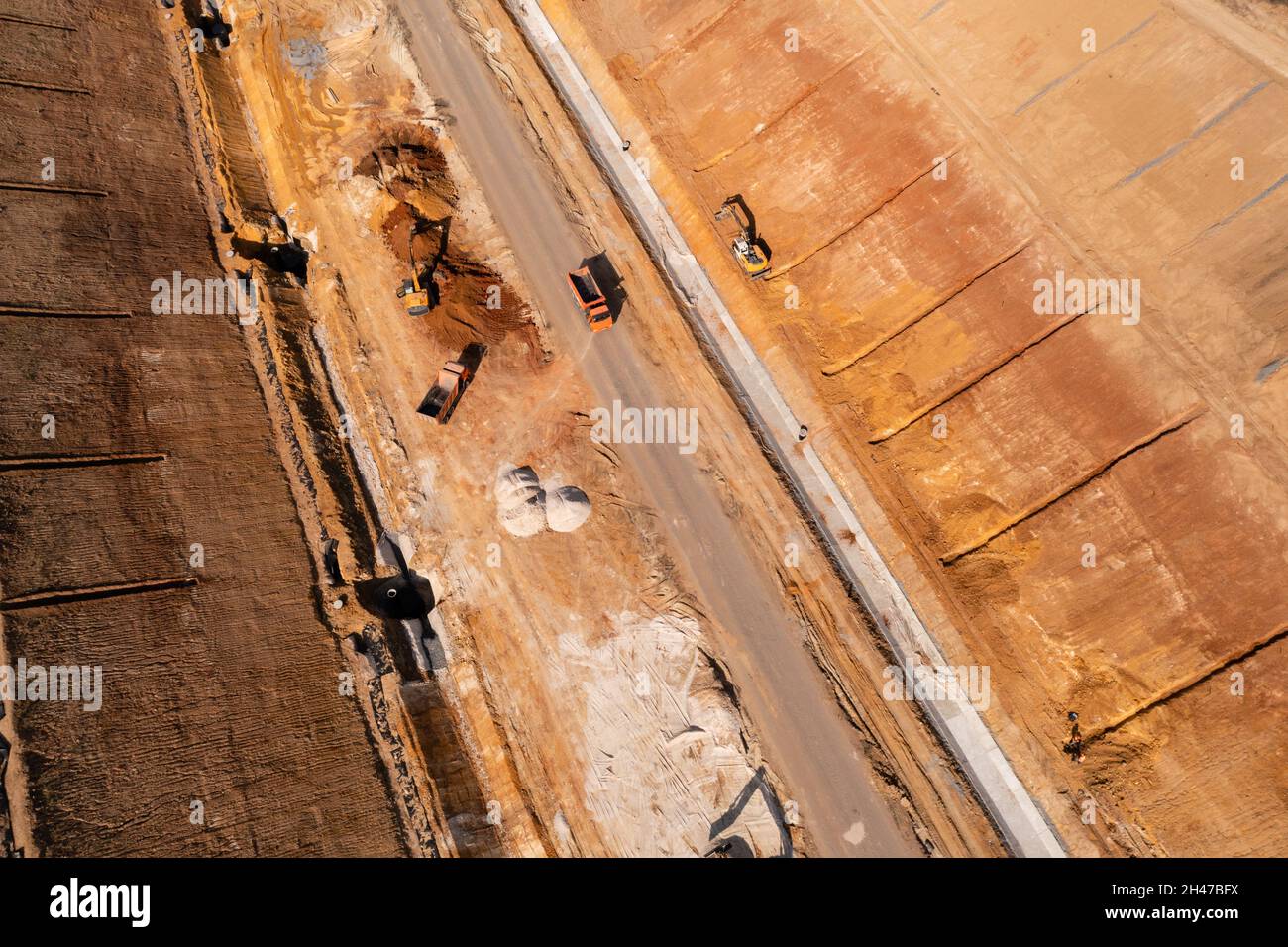 Aerial view of highway construction site Stock Photo - Alamy