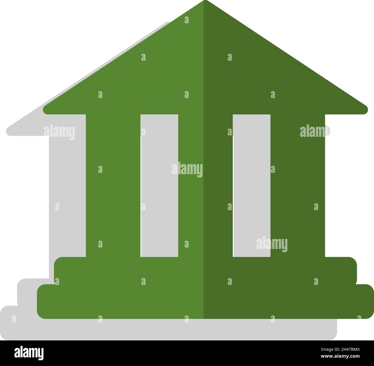 Green bank building, illustration, vector, on a white background Stock ...