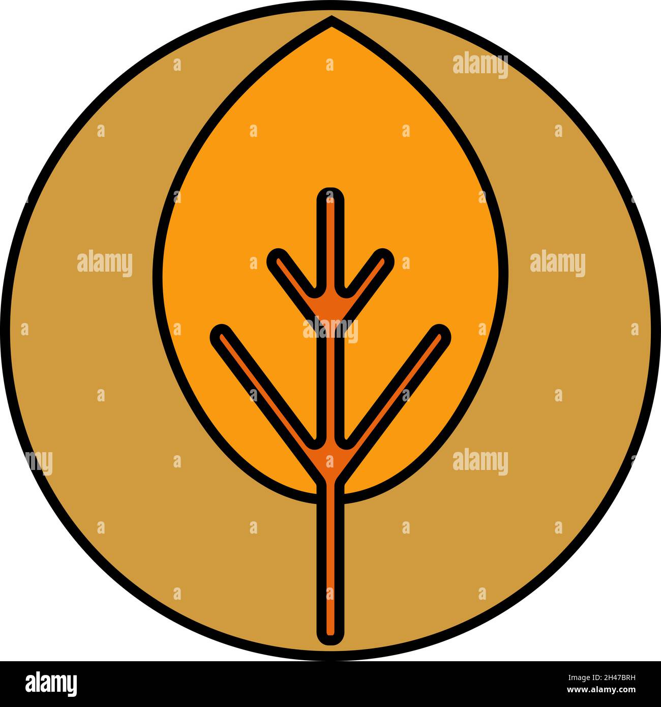 Brown leaf, illustration, vector, on a white background Stock Vector ...