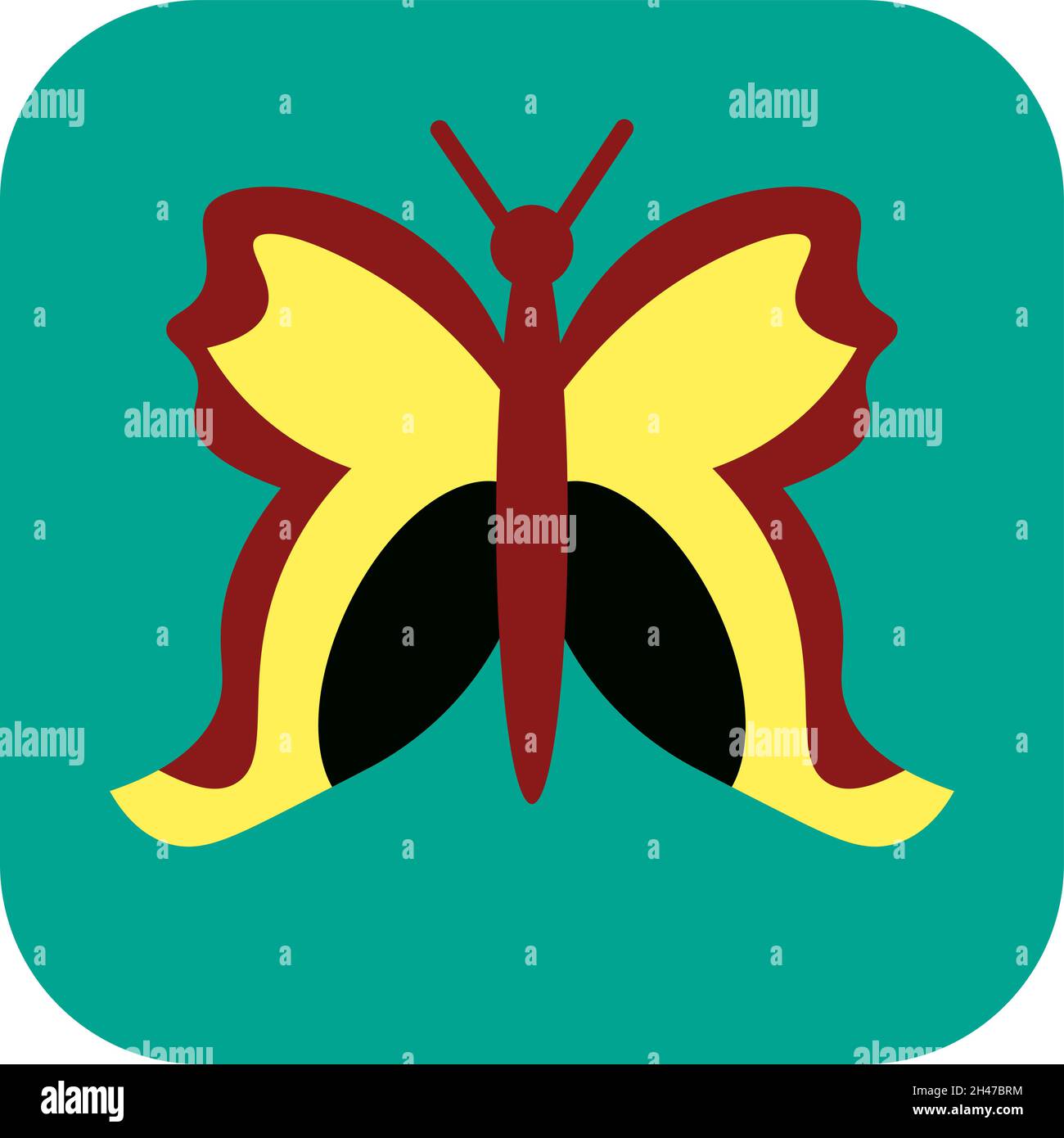 Beautiful red and yellow butterfly, illustration, vector, on a white ...
