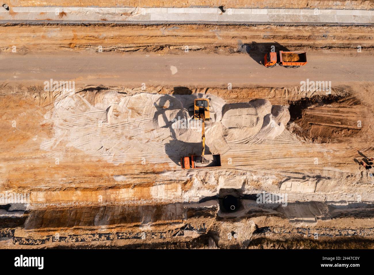 Aerial view of highway construction site Stock Photo - Alamy