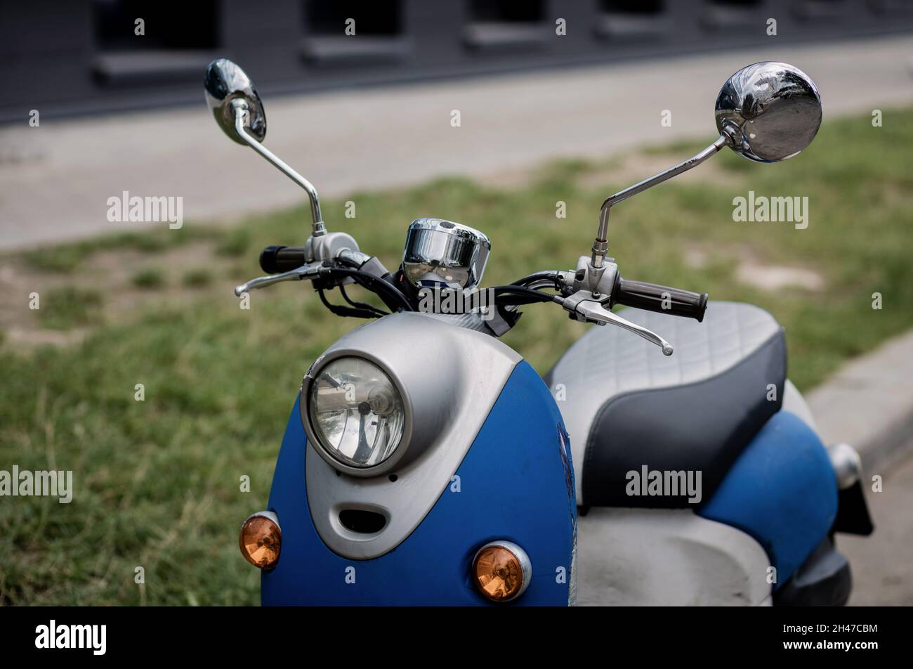 vintage blue bike. retro motorcycle. city scooter Stock Photo - Alamy