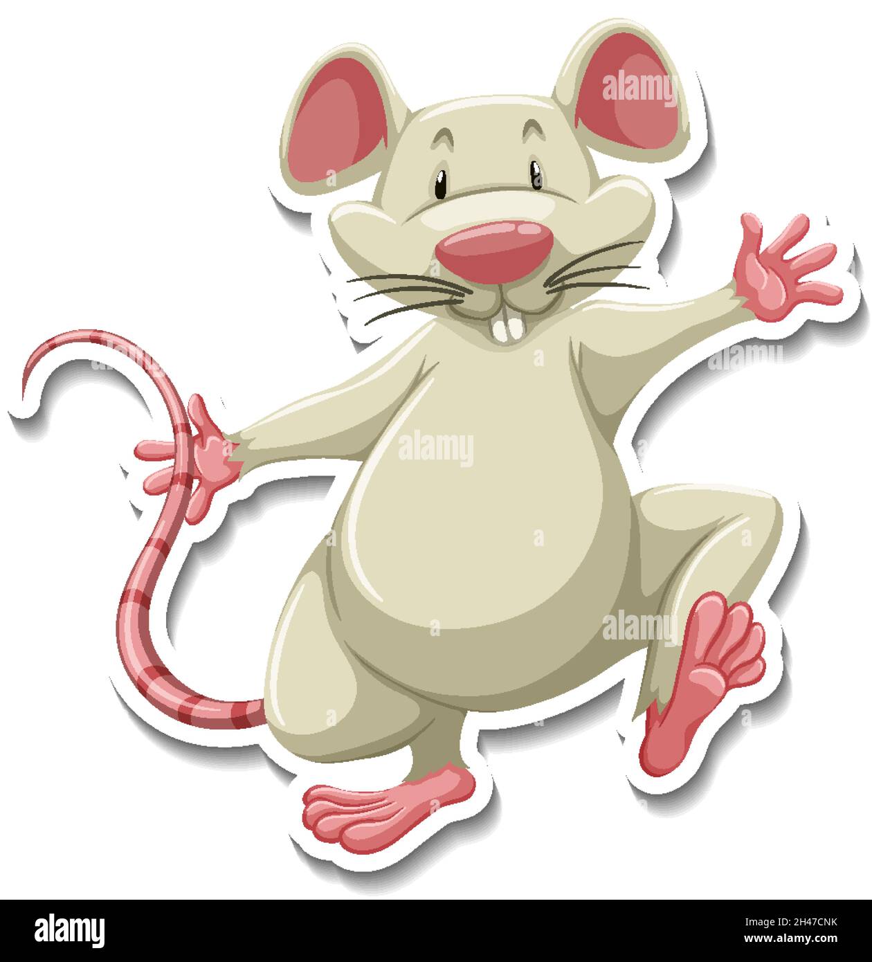 White mouse cartoon character sticker illustration Stock Vector Image ...