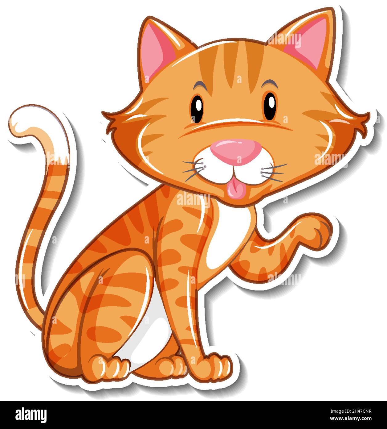 A sticker template of cat cartoon character illustration Stock Vector ...