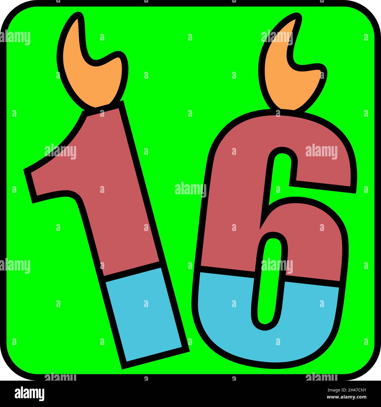 Two number candles, illustration, vector, on a white background Stock ...
