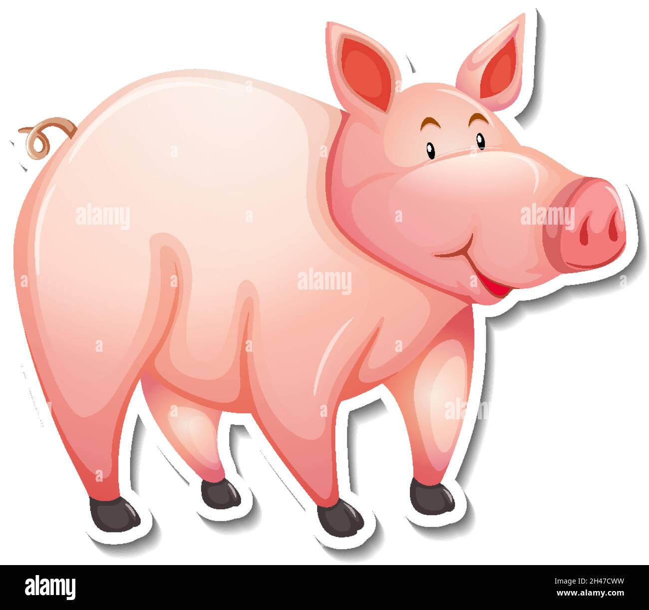 Pig farm animal cartoon sticker illustration Stock Vector Image & Art ...