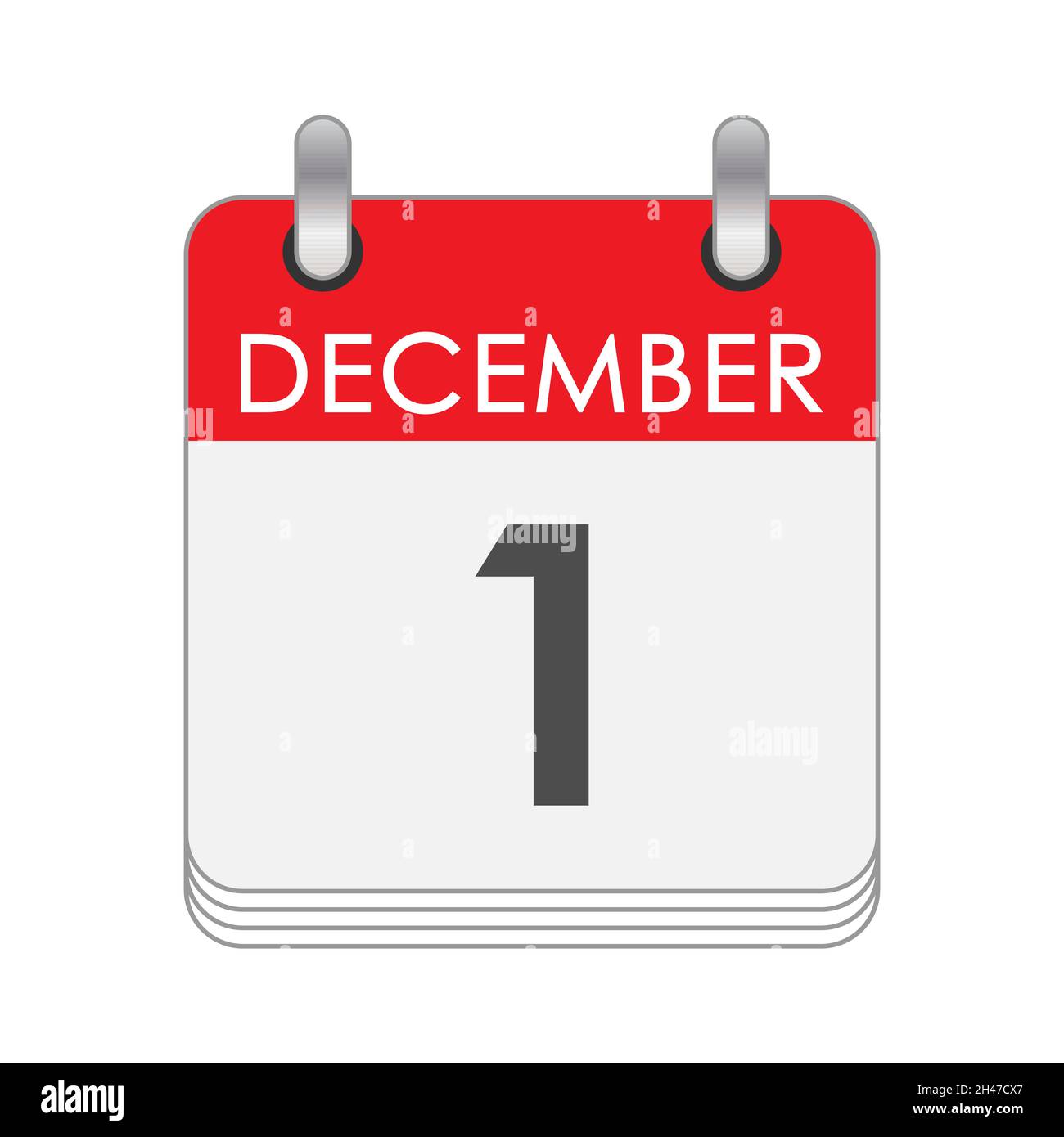 December 1. A leaf of the flip calendar with the date of December 1 ...
