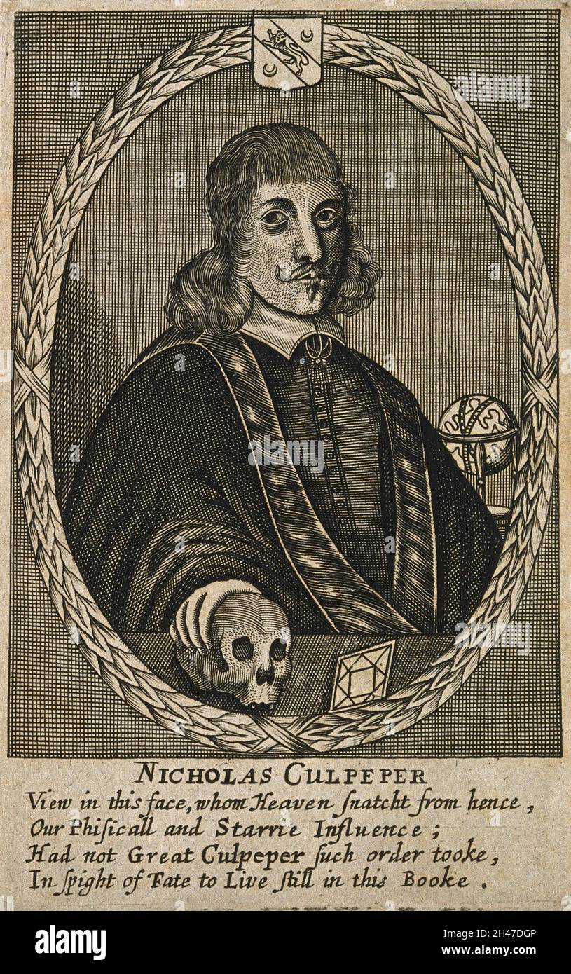 Nicholas Culpeper. Line engraving Stock Photo - Alamy