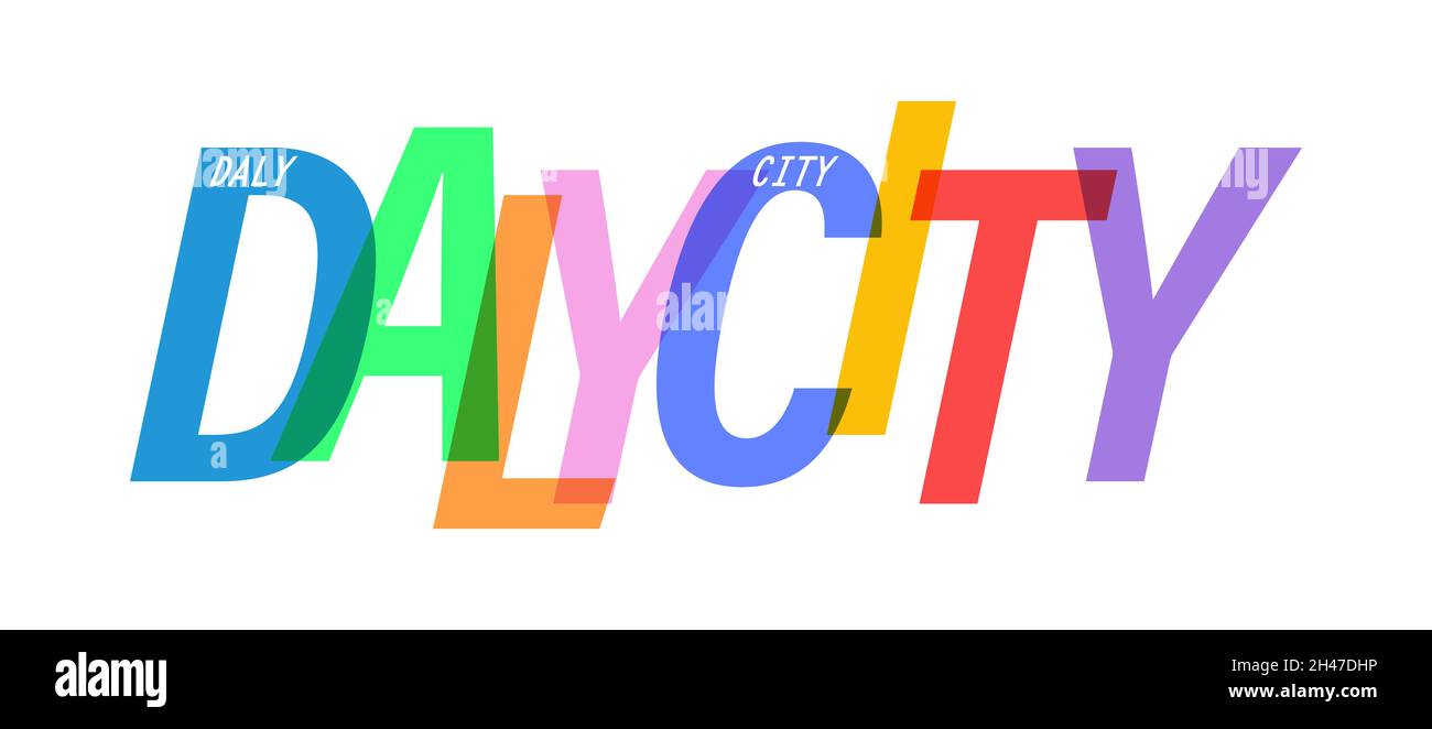 DALY CITY. The name of the city on a white background. Vector design ...