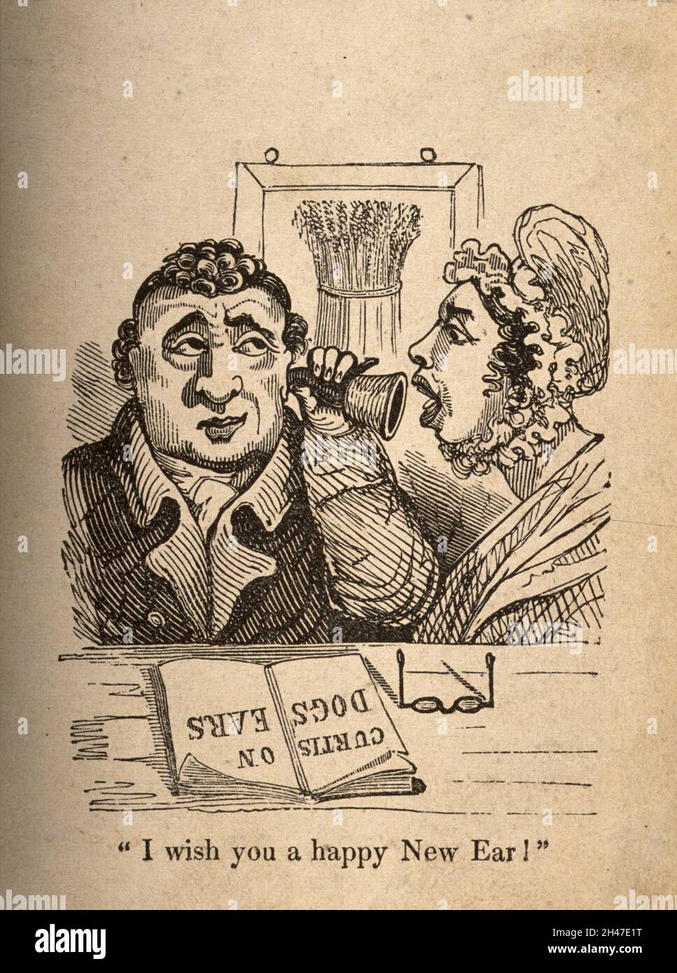 Ear trumpet wood engraving hi-res stock photography and images - Alamy