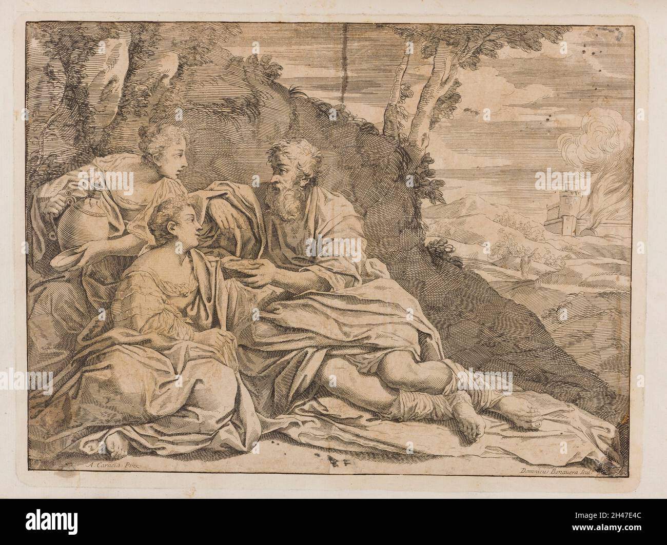 Lot and his daughters take refuge in a cave and begin their debauch ...