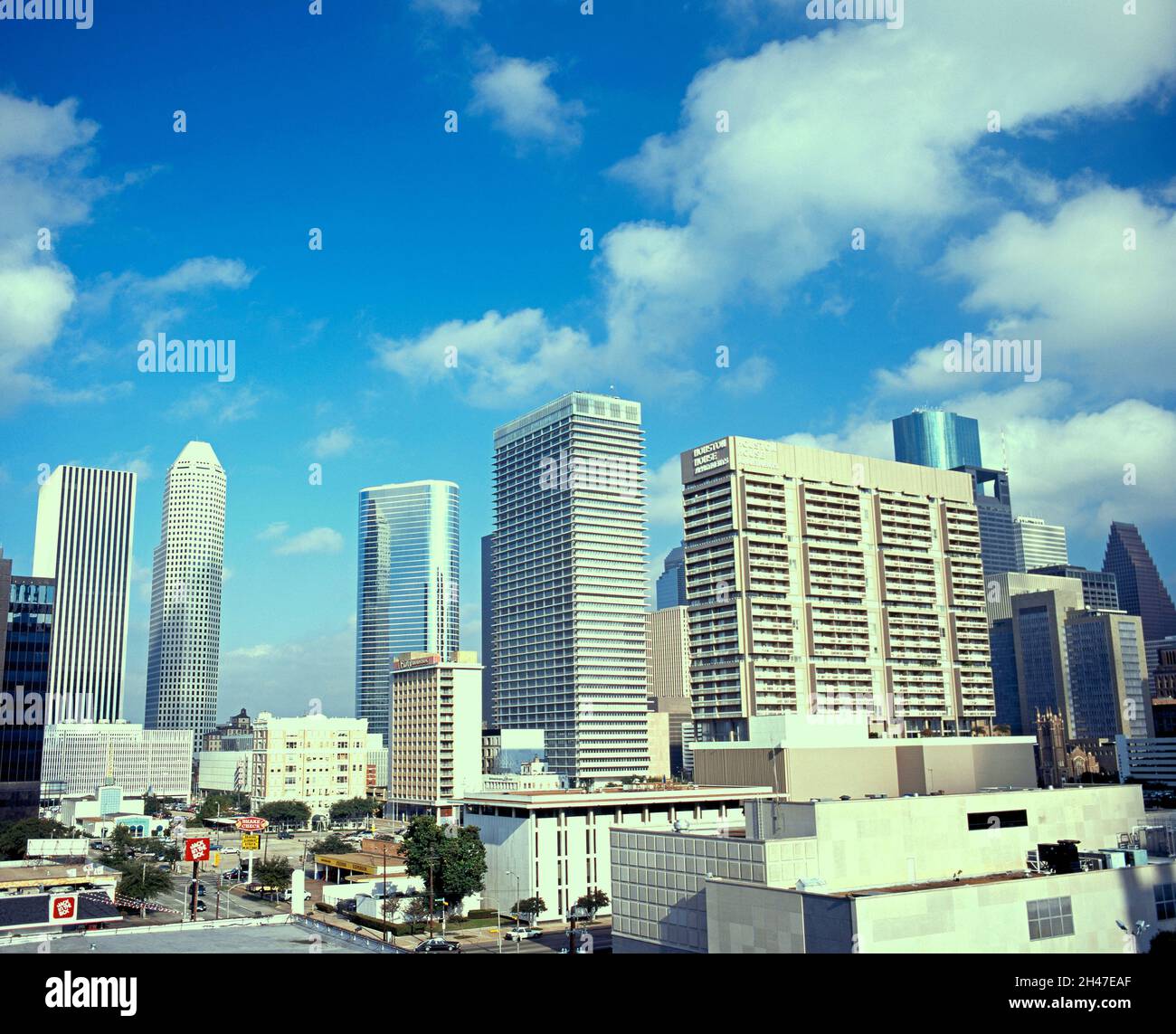 Elevated view of city skyscrapers, Houston, Texas, USA Stock Photo - Alamy