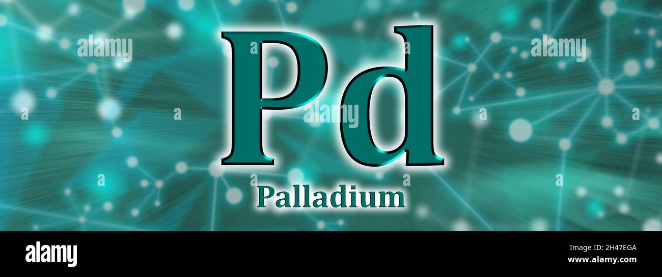 Pd symbol. Palladium chemical element on green network background Stock ...