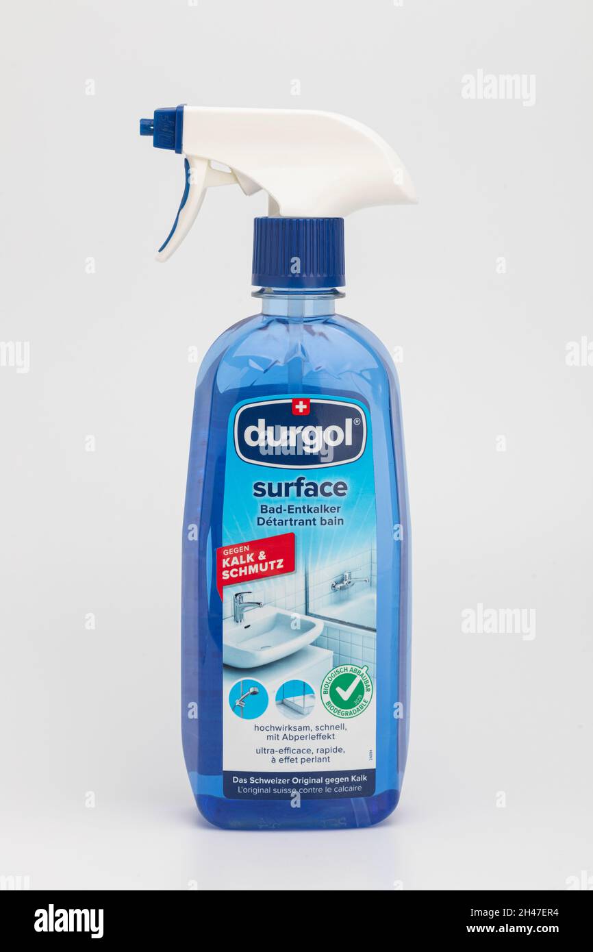 A 500ml plastic spray bottle of Durgol surface cleaner Stock Photo - Alamy