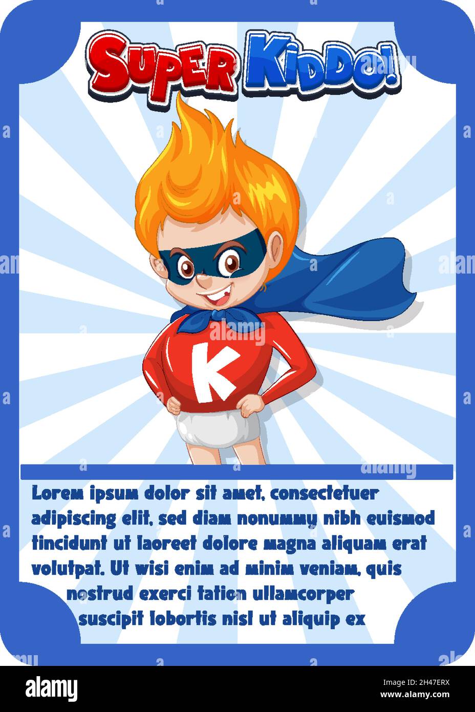 Character game card template with word Super Kiddo illustration Stock ...