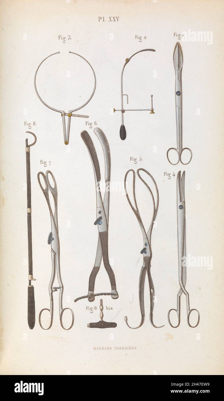 Plate XXV, Surgical instruments used for obstetrics Stock Photo - Alamy