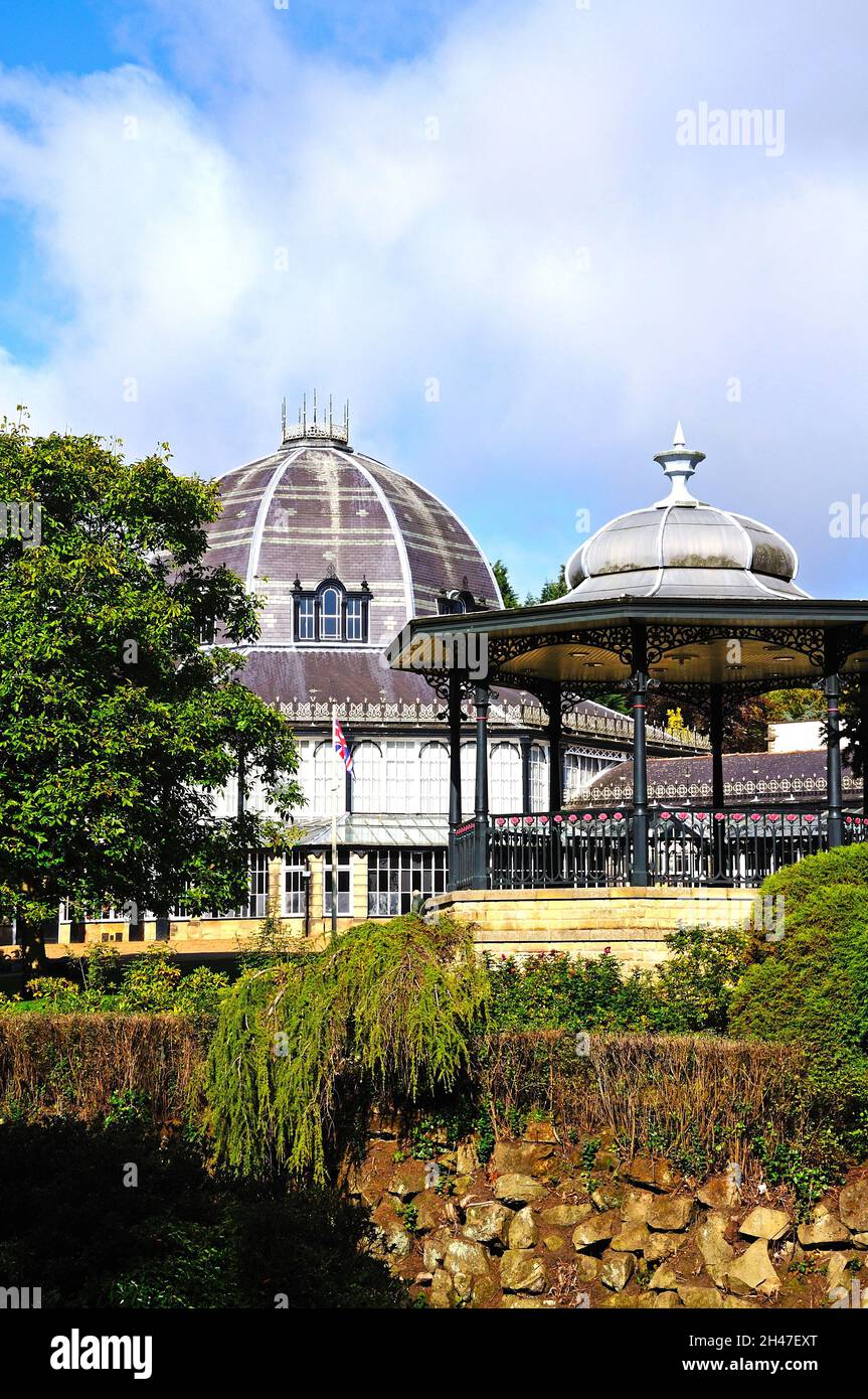 Octagon Hall and bandstand in the Pavilion Gardens, Buxton, Derbyshire ...