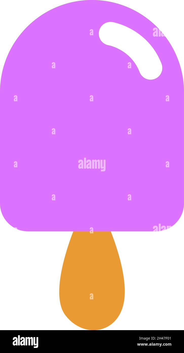 Light purple ice cream on stick, illustration, vector, on a white ...