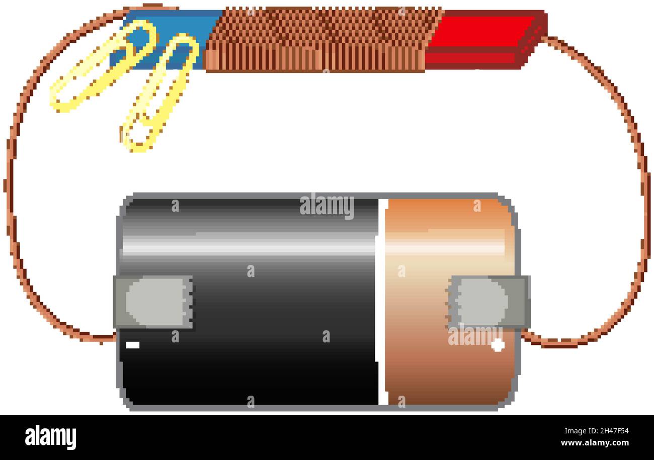 Circuit diagram with battery and magnet illustration Stock Vector Image ...