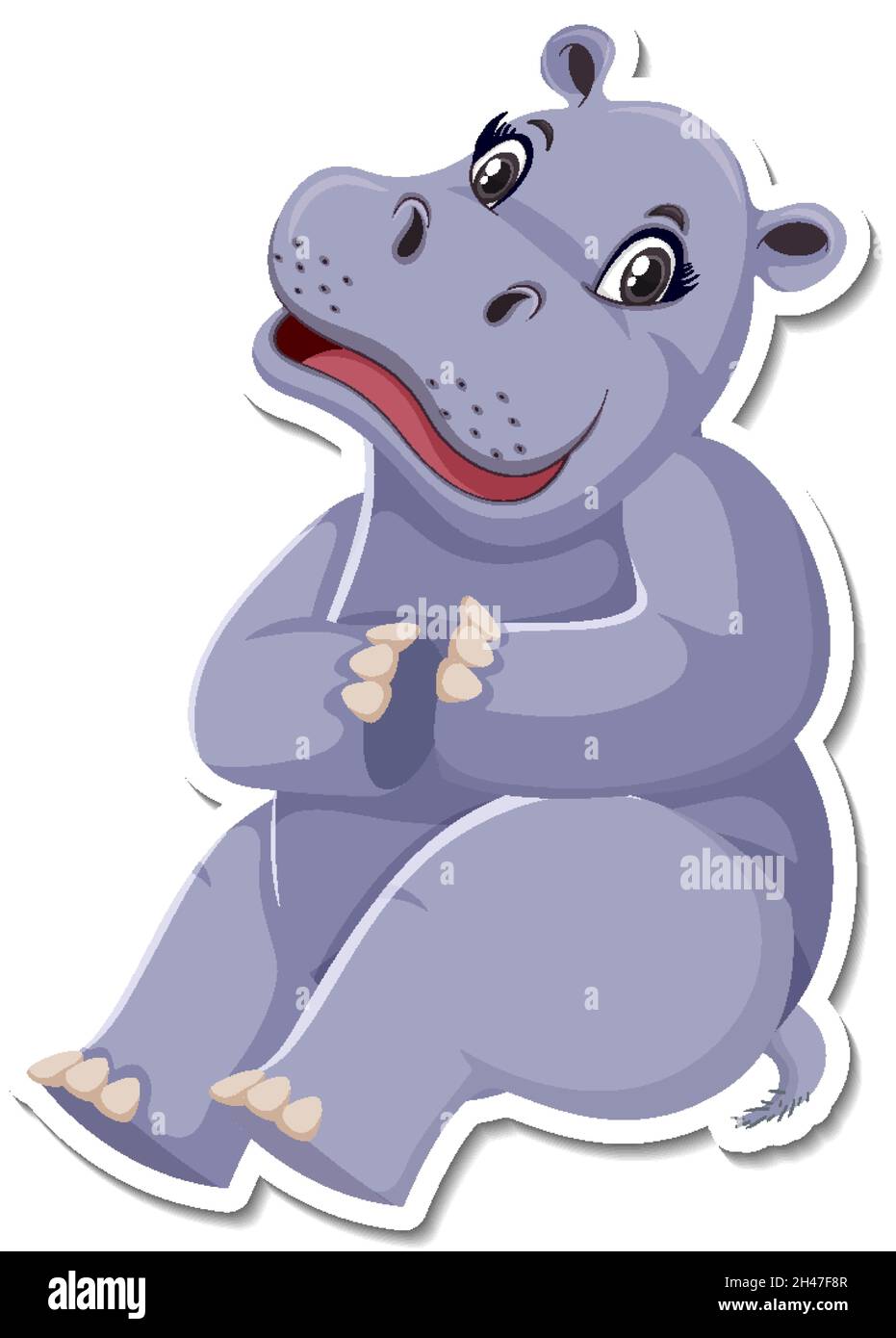 Cute hippopotamus cartoon character on white background illustration ...