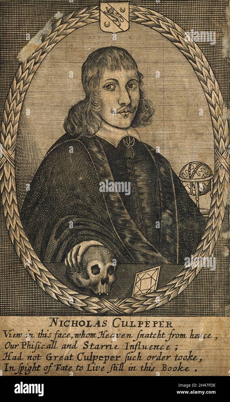 Nicholas Culpeper. Line engraving, 1659 Stock Photo - Alamy