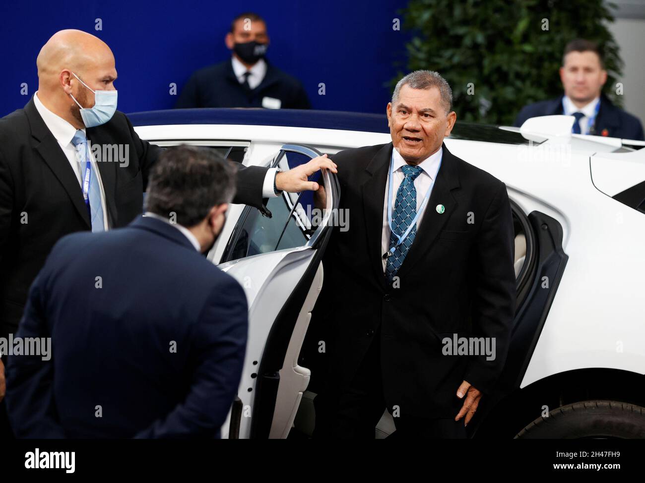 Prime Minister of Tuvalu Kausea Natano arrives for the Cop26 summit at ...