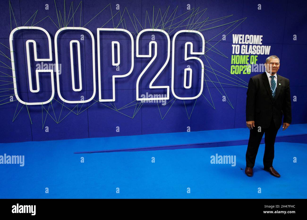 Prime Minister of Tuvalu Kausea Natano arrives for the Cop26 summit at ...