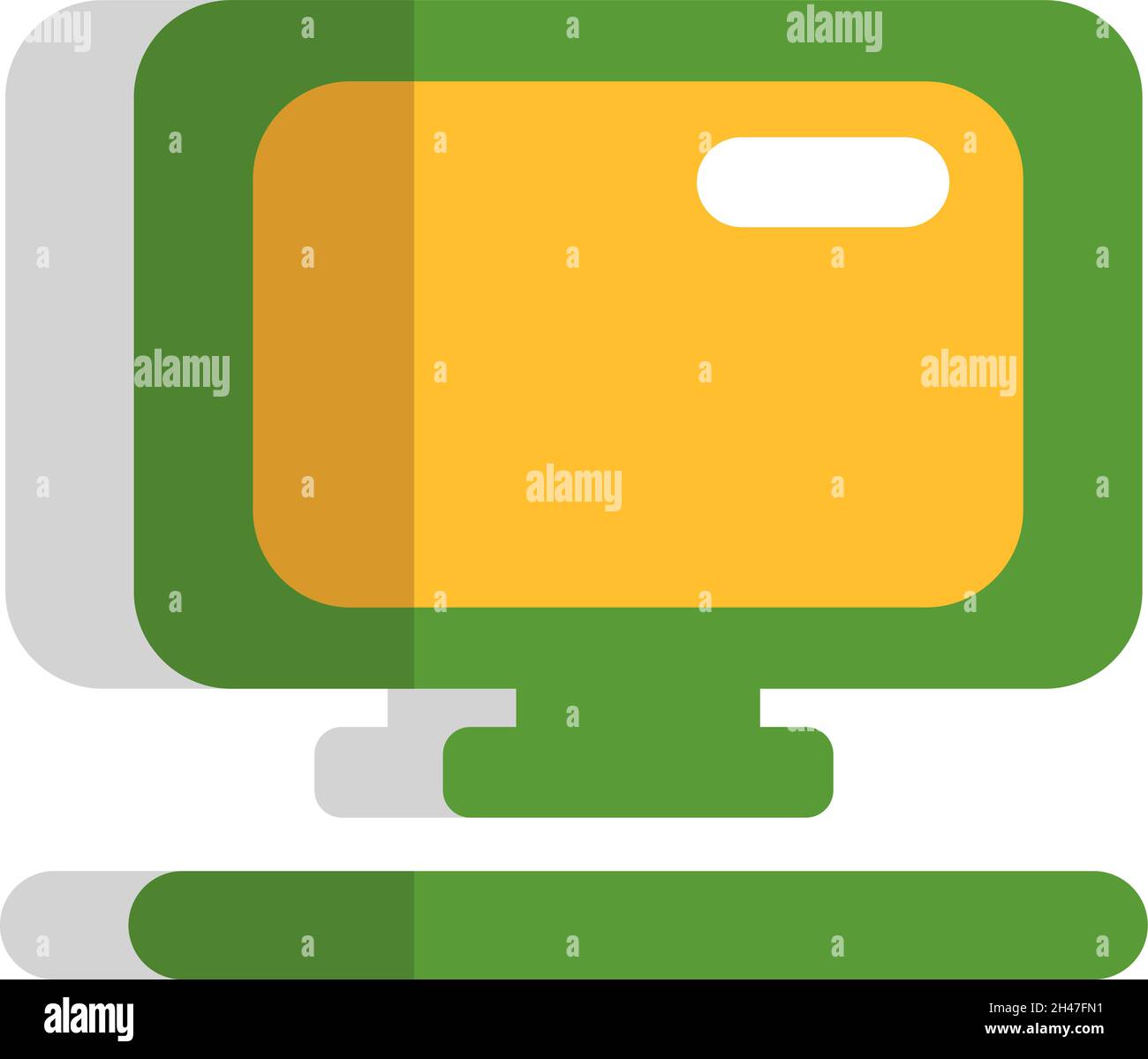 Green computer, illustration, vector, on a white background Stock ...