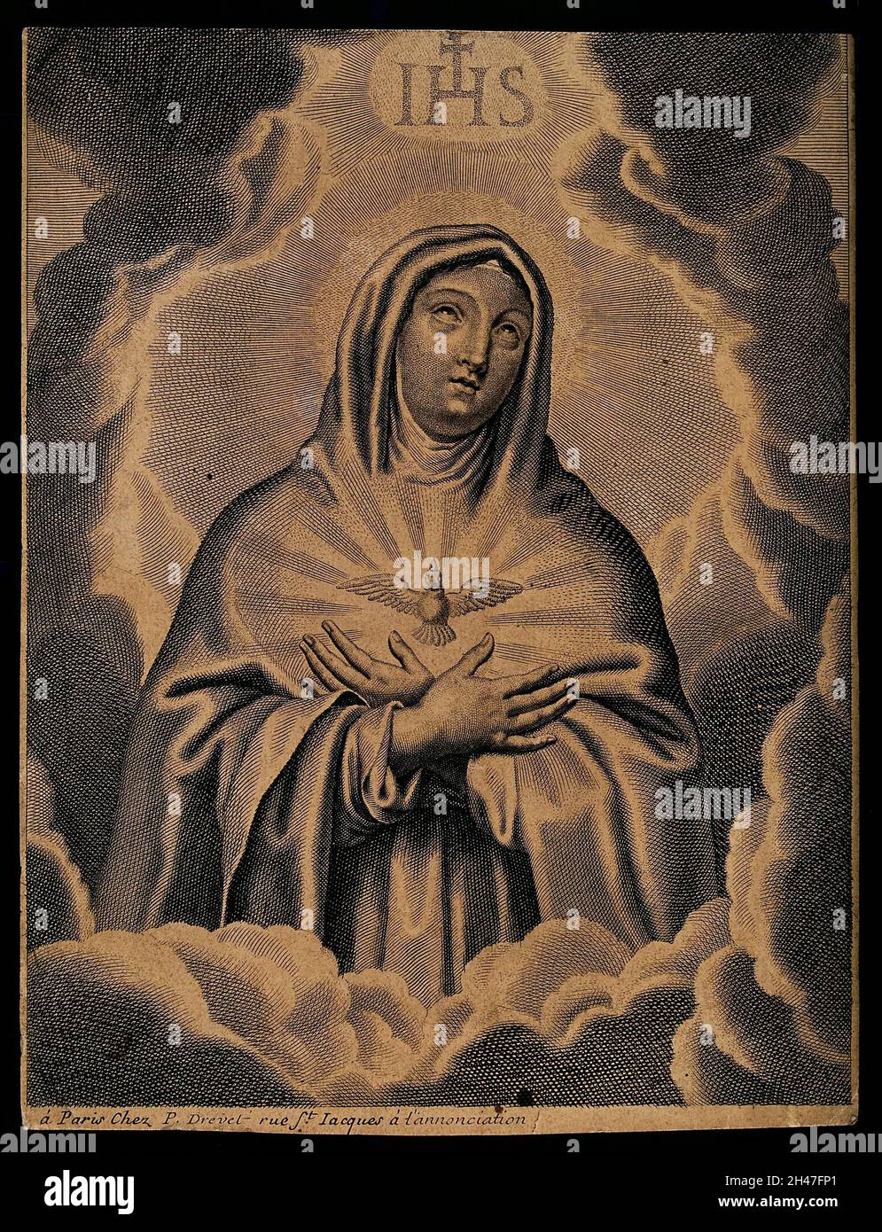 Saint Mary (the Blessed Virgin). Line engraving Stock Photo - Alamy