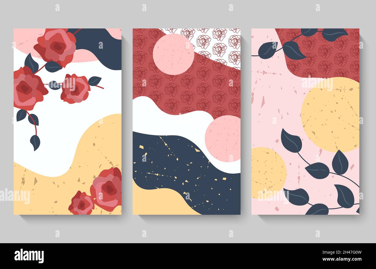 Leaves cards set design Stock Vector Images - Alamy