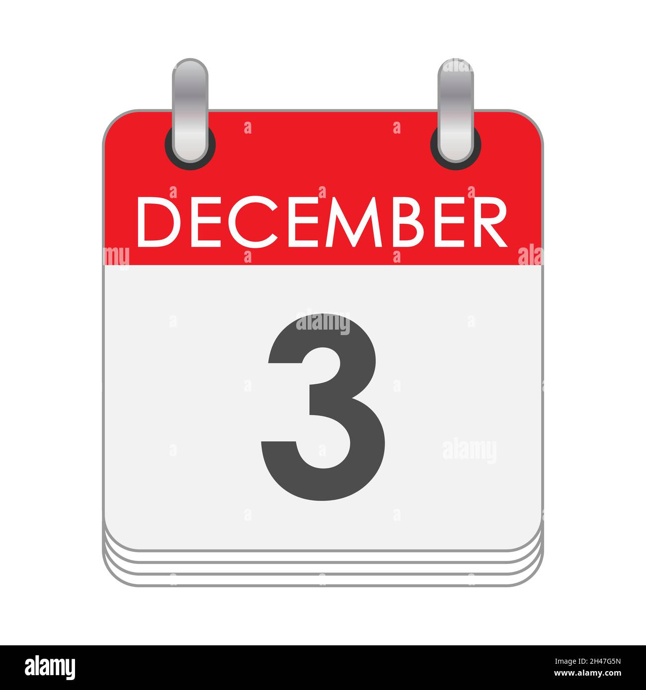 December 3. A leaf of the flip calendar with the date of December 3 ...