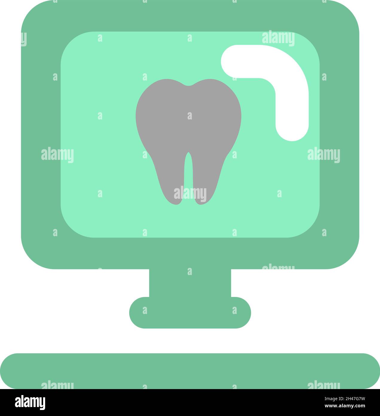 Dental computer, illustration, vector, on a white background Stock ...