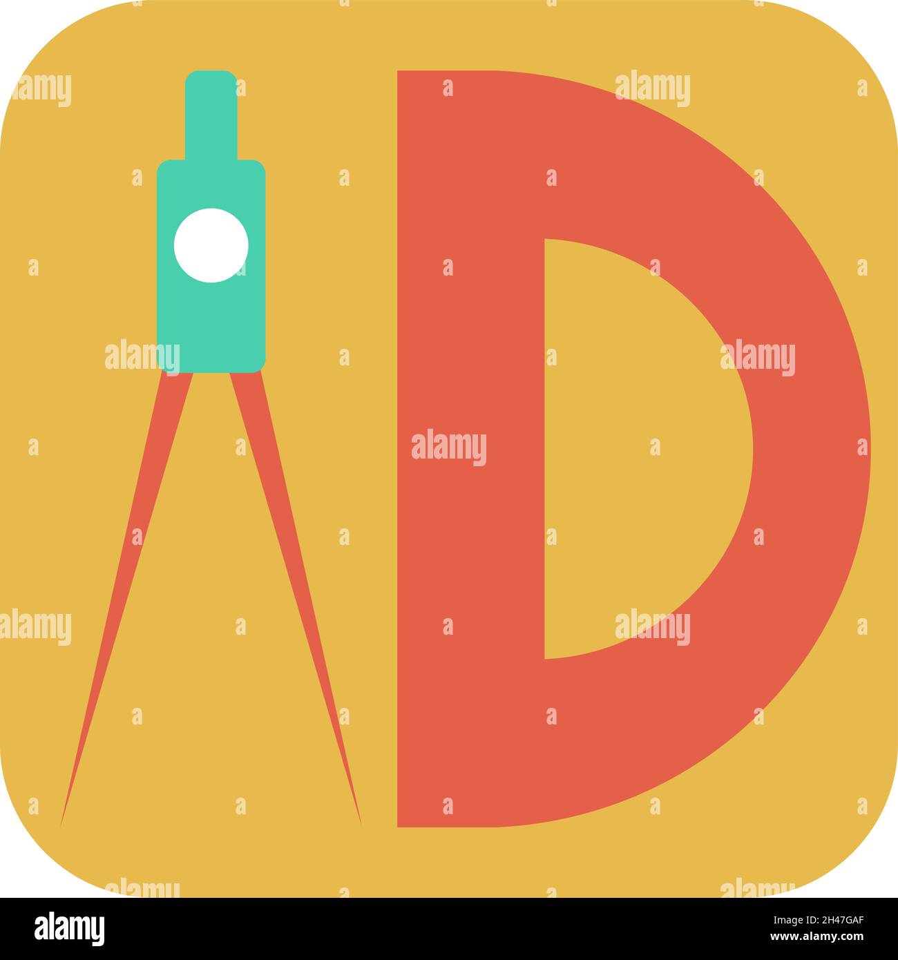 Compass and angle ruler, illustration, vector, on a white background ...