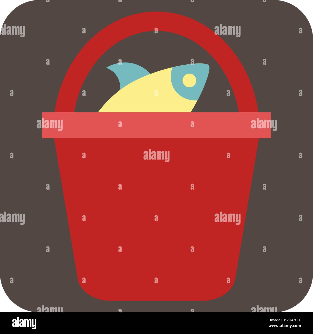 Fish in a bucket, illustration, vector, on a white background Stock ...