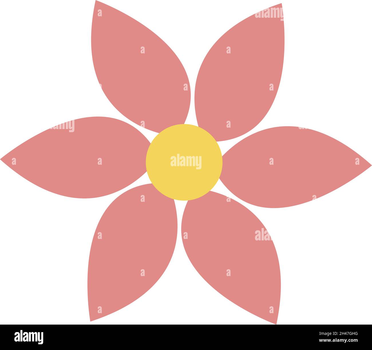 Pink flower with six petals, illustration, vector, on a white ...