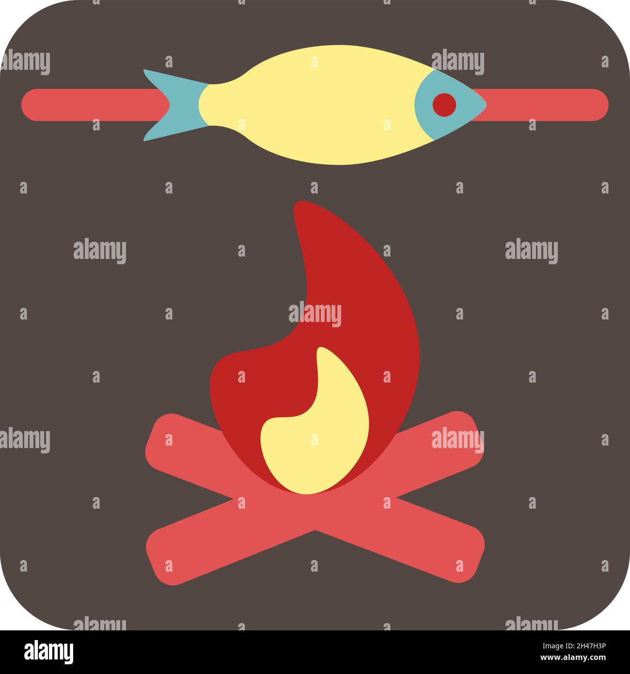 Grilled fish, illustration, vector, on a white background Stock Vector ...